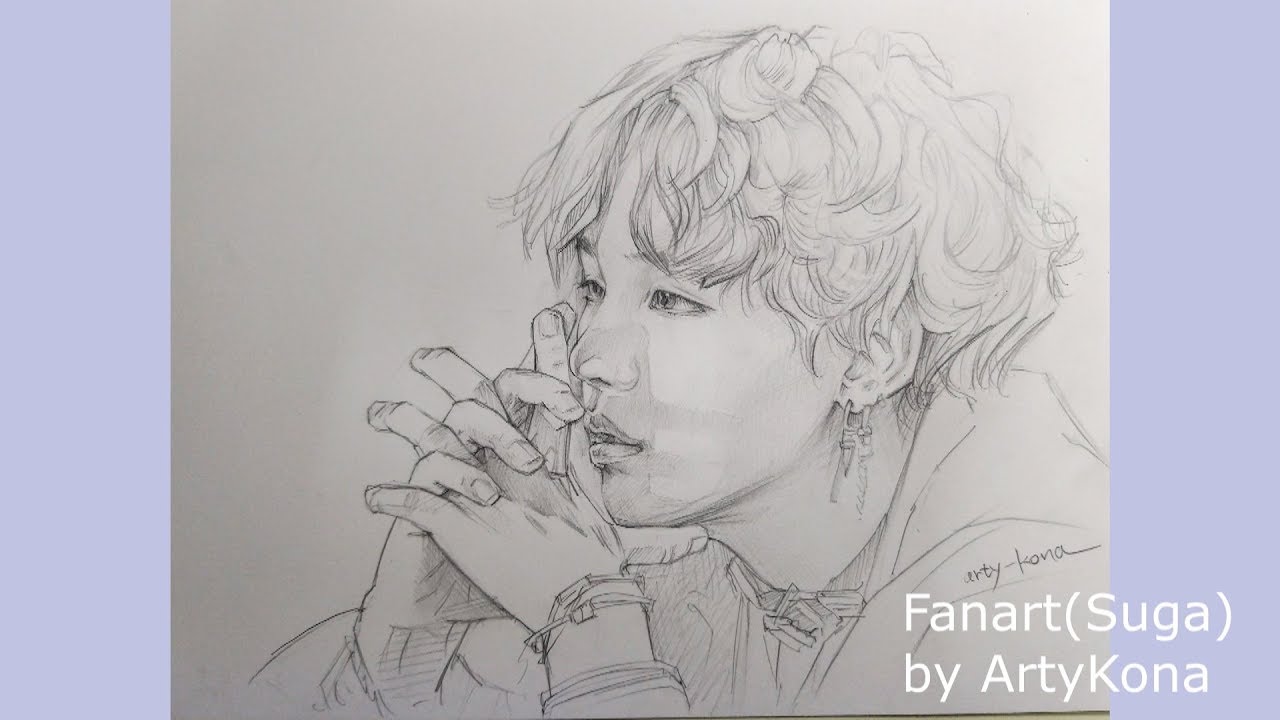 Fanart (Sketch) - BTS Suga (방탄소년단 슈가) - YouTube