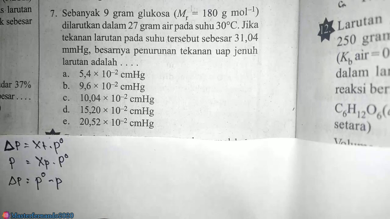 Sifat Koligatif Larutan - Penurunan Tekanan Uap Jenuh Larutan - YouTube