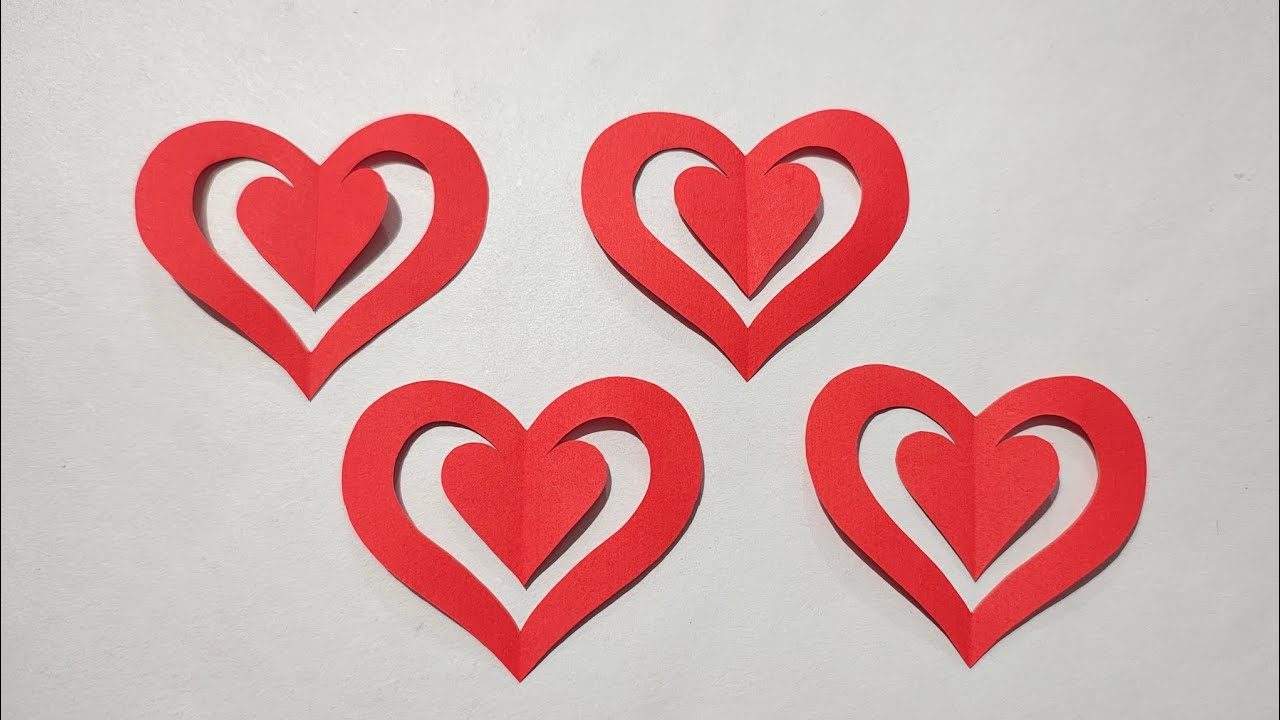 How to Cut a Double Heart Shape Out of Paper | Quick and Easy Craft # ...