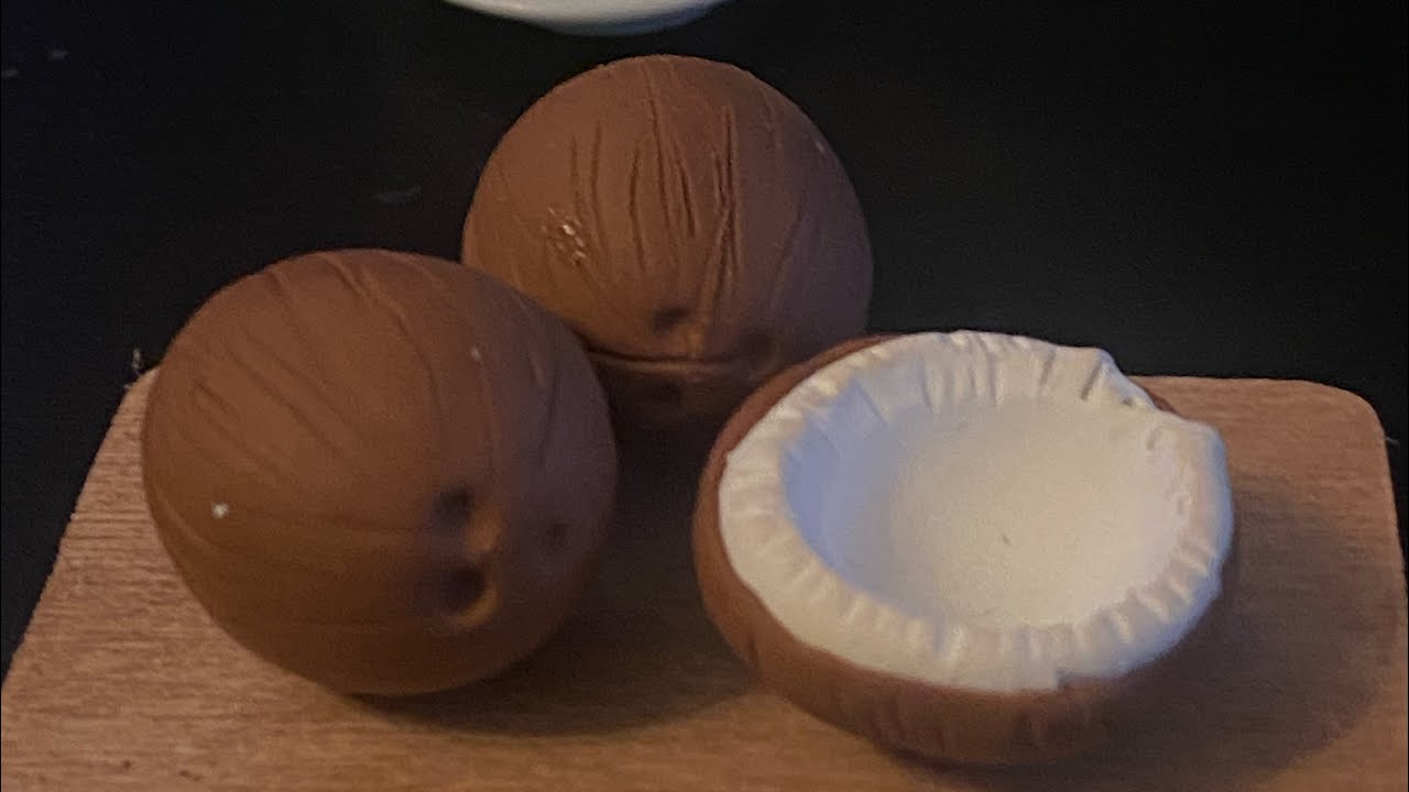Quick diy polymer clay coconut - YouTube
