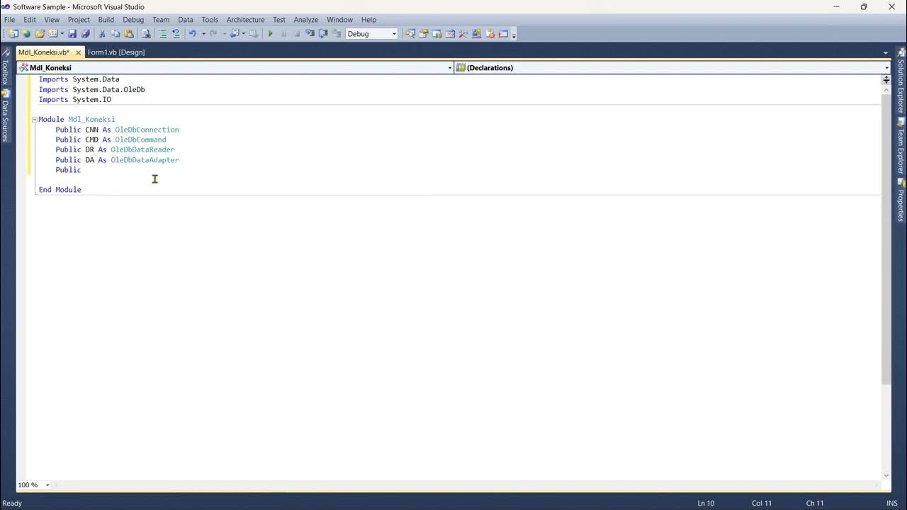 Membuat Koneksi Database Visual Studio Vb Net ke Microsoft Access - YouTube
