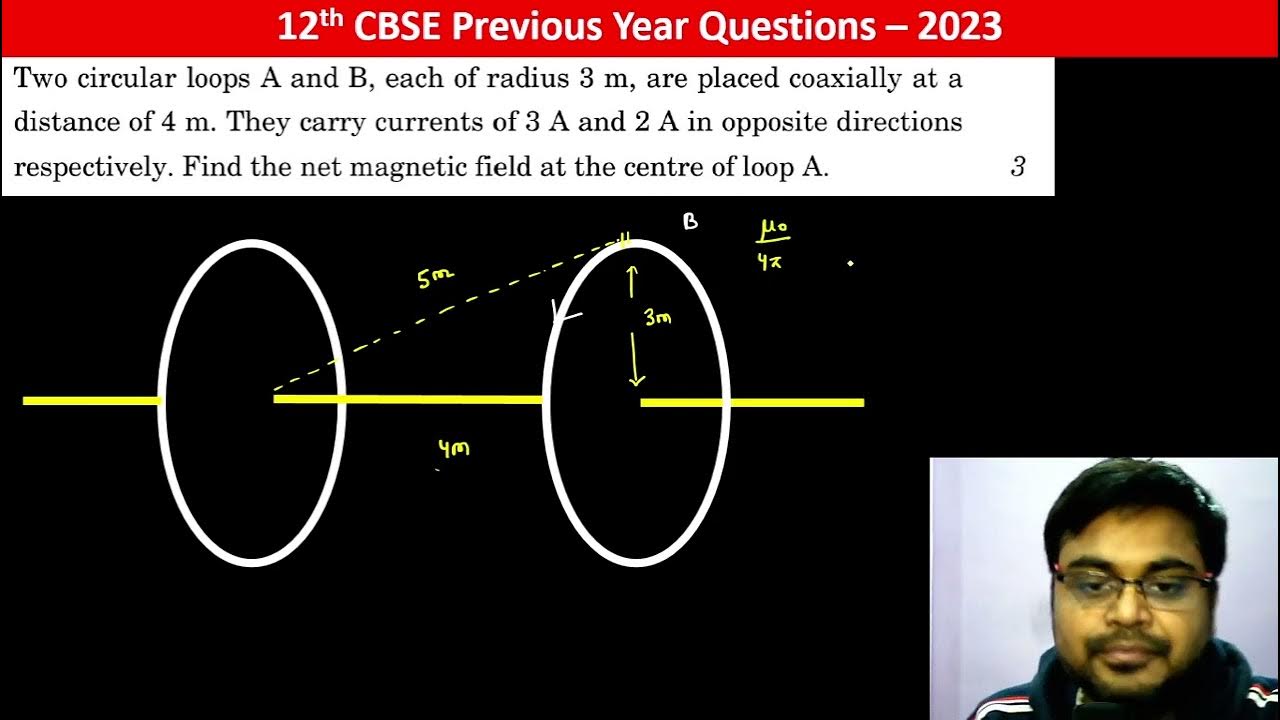 Two circular loops A and B, each of radius 3 m, are placed co-axially ...