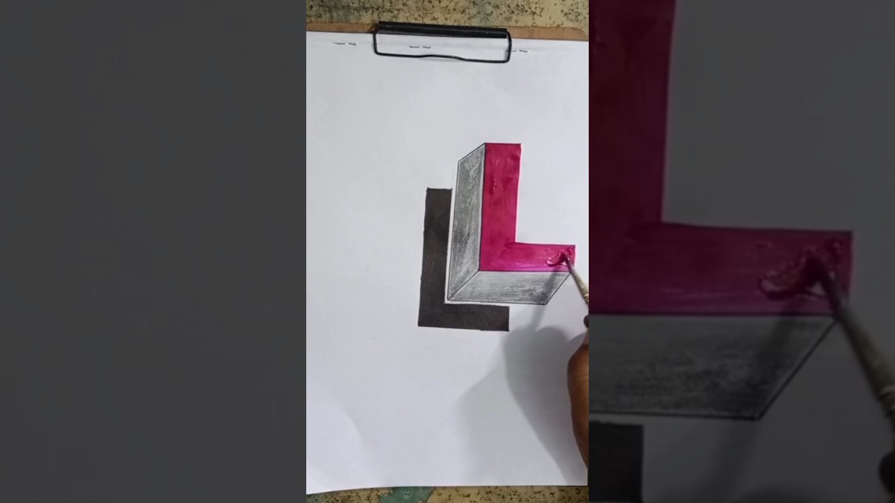 3d drawing letter L#drawing #art #youtubeshorts - YouTube