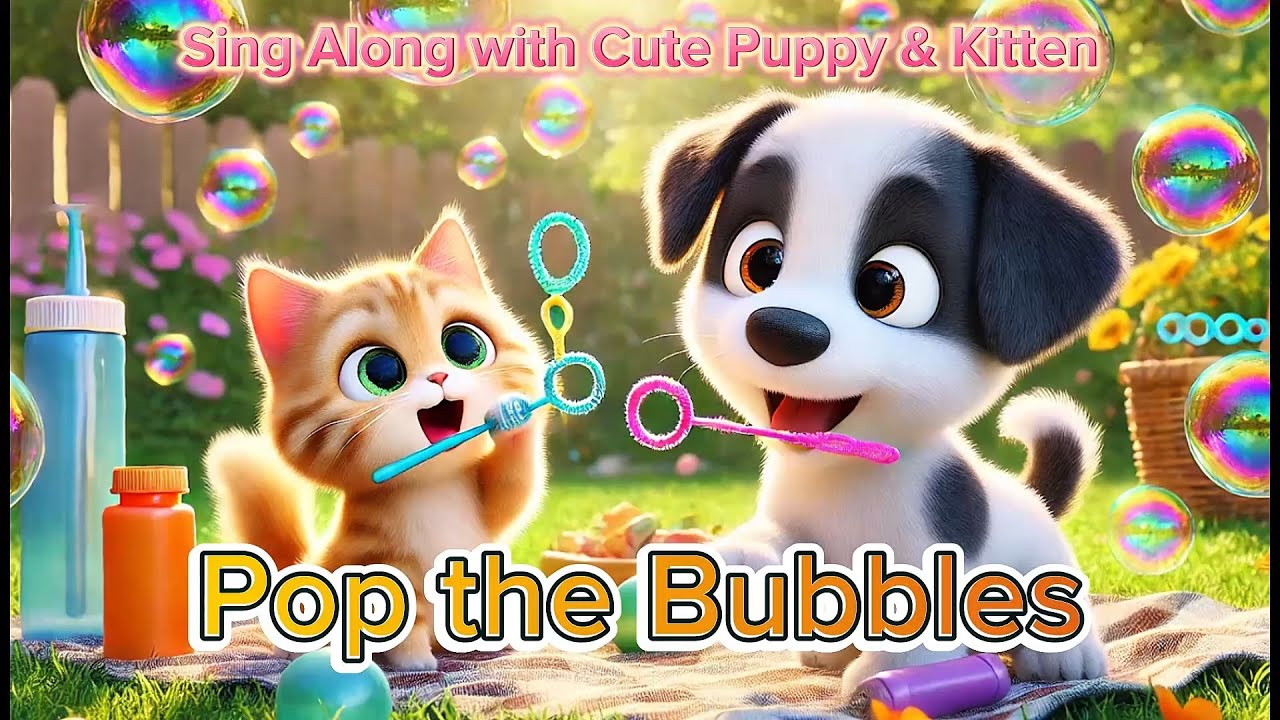 Pop the Bubbles | Sing Along with Cute Puppy & Kitten | Most Popular ...