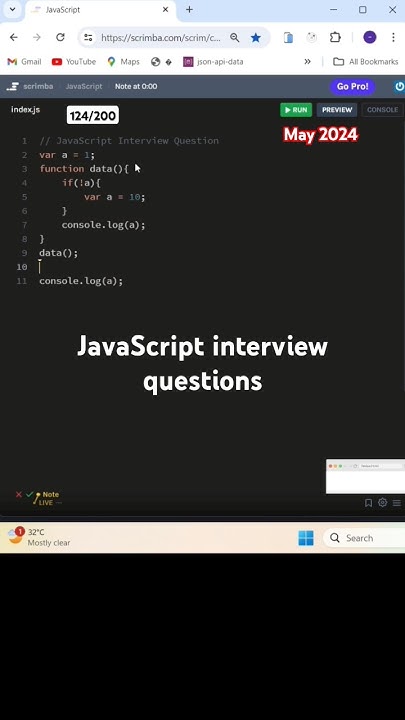 124/200. JavaScript interview questions #softwareengineer #coding #javascript #code # ...