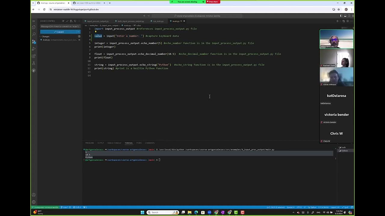 060324 COSC 1336 Python Input from keyboard - YouTube