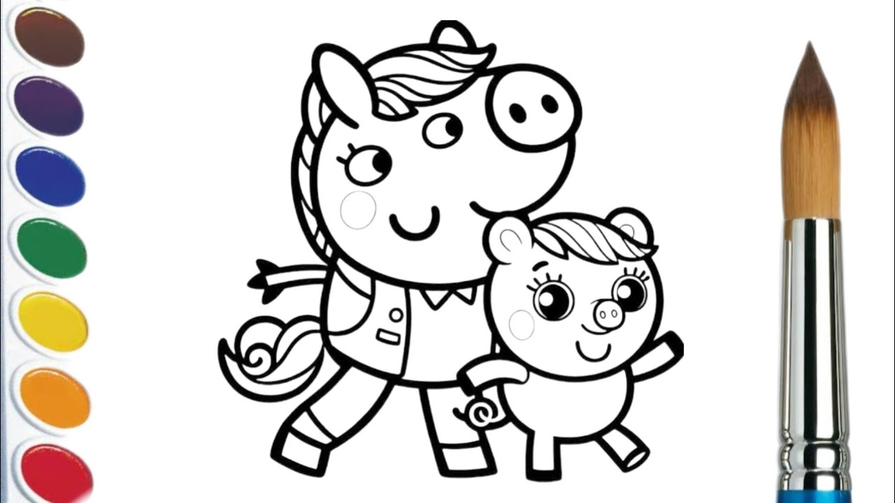 How to draw unicorn Peppa pig 🐷 step by step very easy drawing for ...