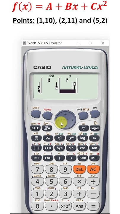 Finding the Parabola Equation passing through given points using Casio calculator -Engineers ...