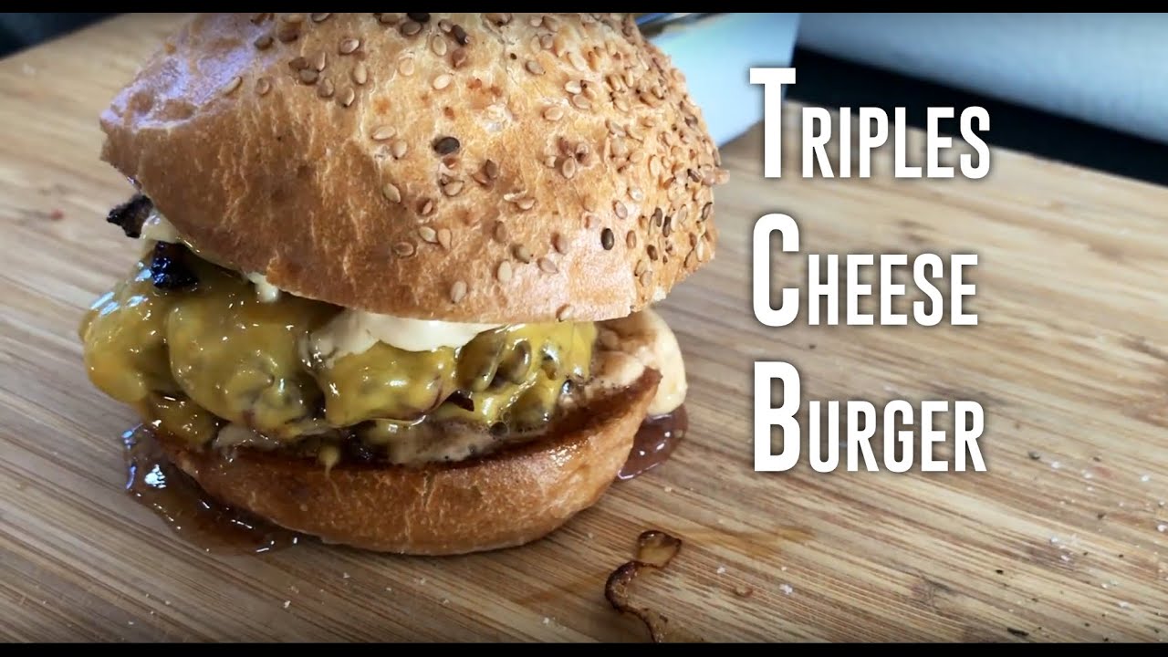 How To Make A Triple Cheese Burger - YouTube