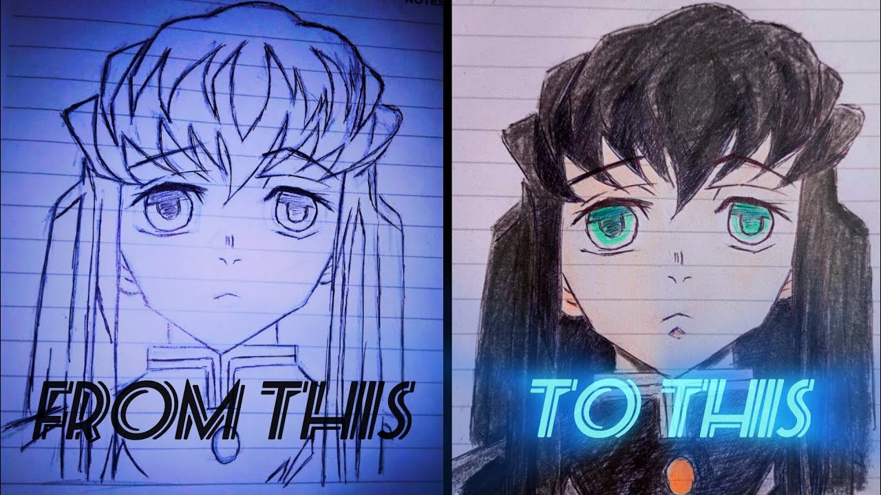 how to draw muiciro tokito from demon slayer #drawing - YouTube