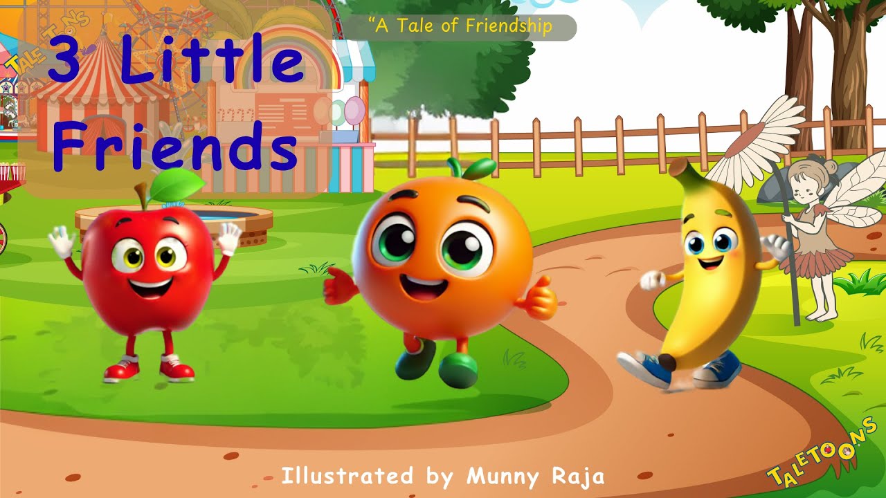 3 Little Friends 🍎🍌🍊 Fun Fruit Song for Kids | Learn Fruits with ...