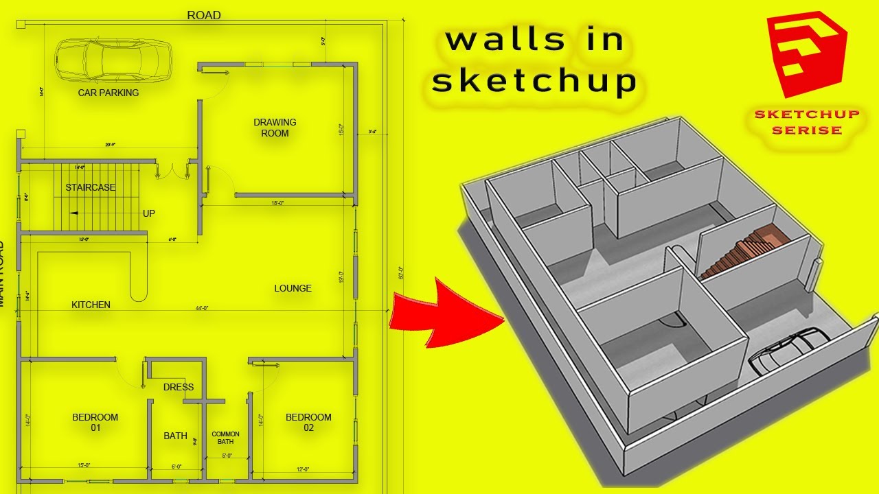 how to make wall design in sketchup - YouTube