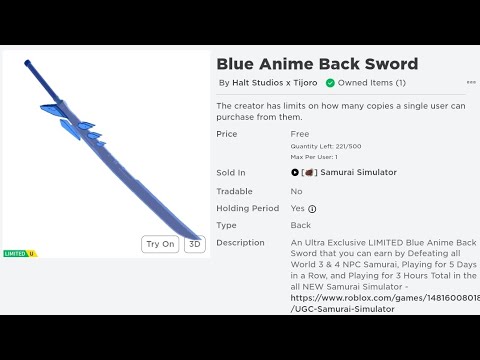 Sniping the Blue Anime Back Sword From Samurai Simulator #270 - YouTube