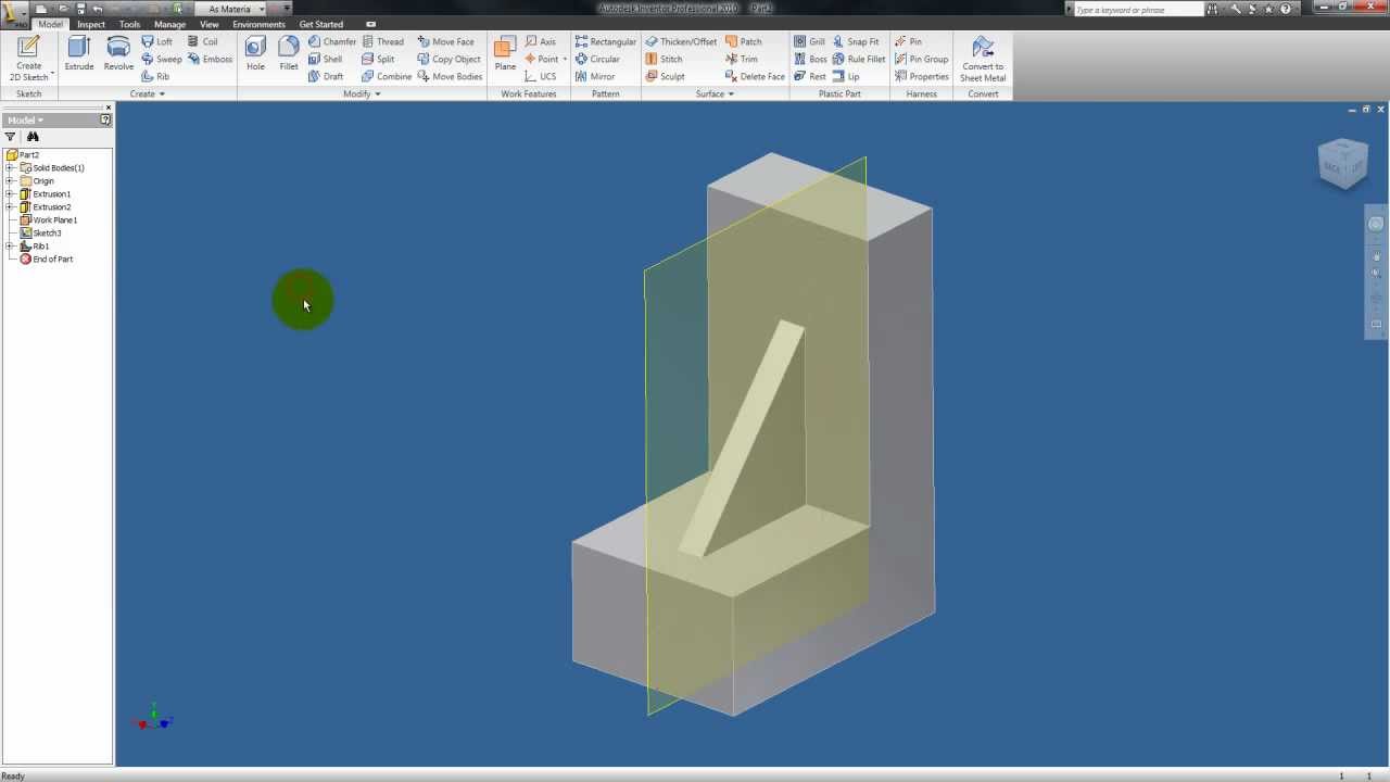 Autodesk Inventor Tutorial 15: 3D Rib (Normalized Audio) - YouTube