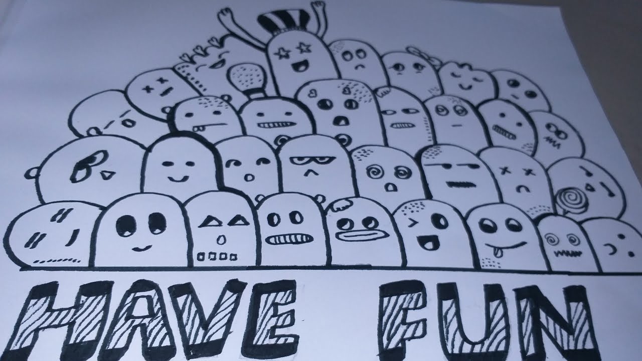 Draw Cute Faces| Doodles | Have Fun| Never feel Bored - YouTube