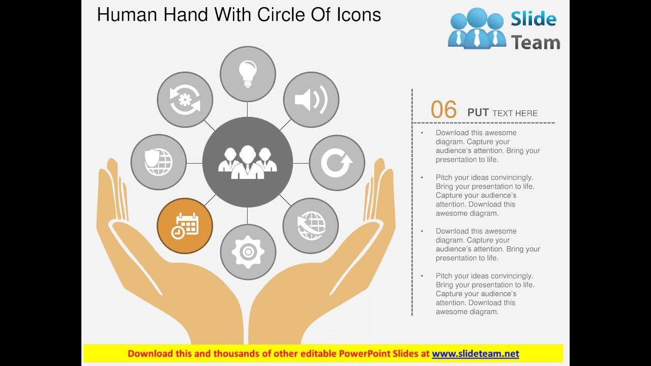 human hand with circle of icons flat powerpoint design - YouTube