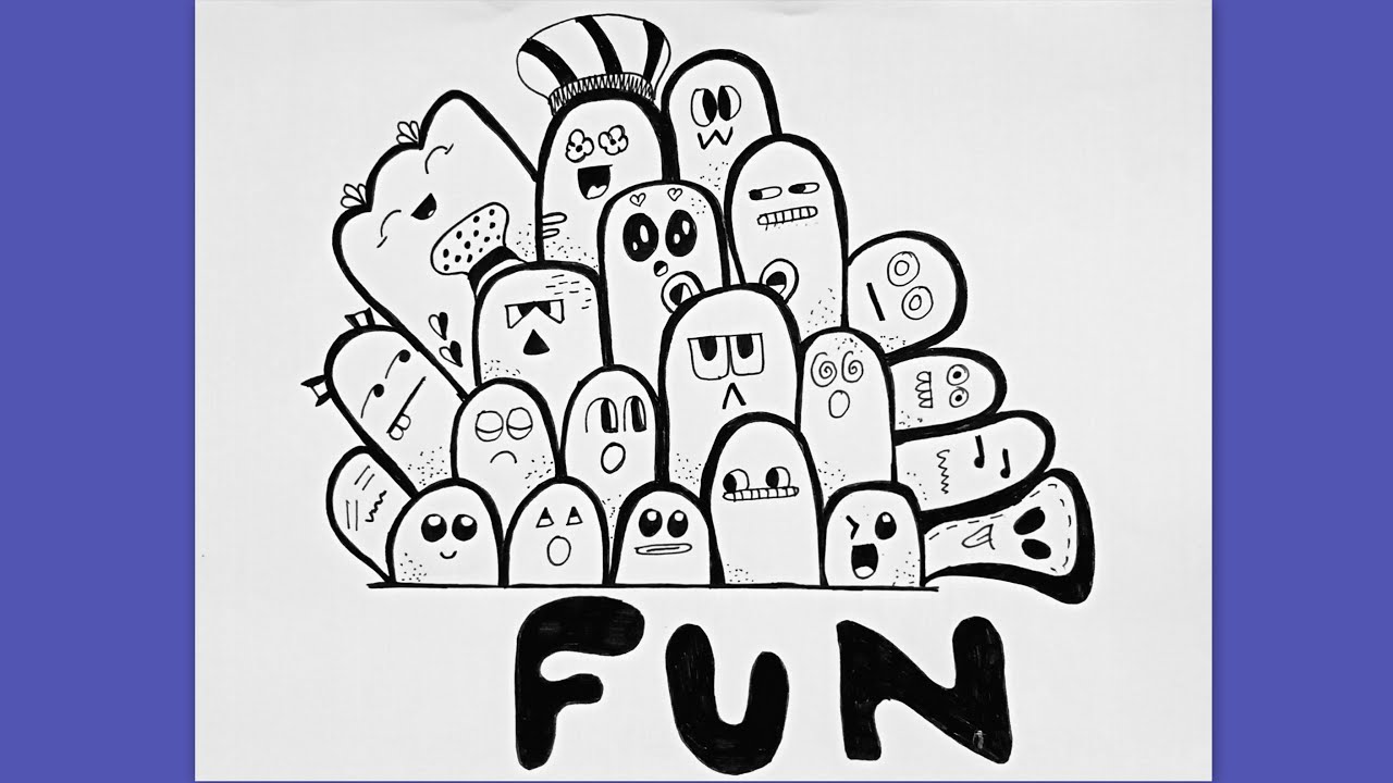 Cute Face Doodle | Step by Step Guide to draw doodle | Draw with me ...