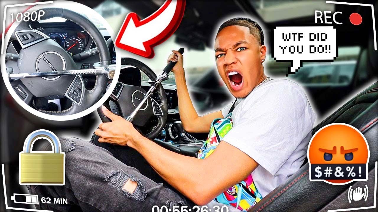 Steering Wheel Lock PRANK On Boyfriend! - YouTube