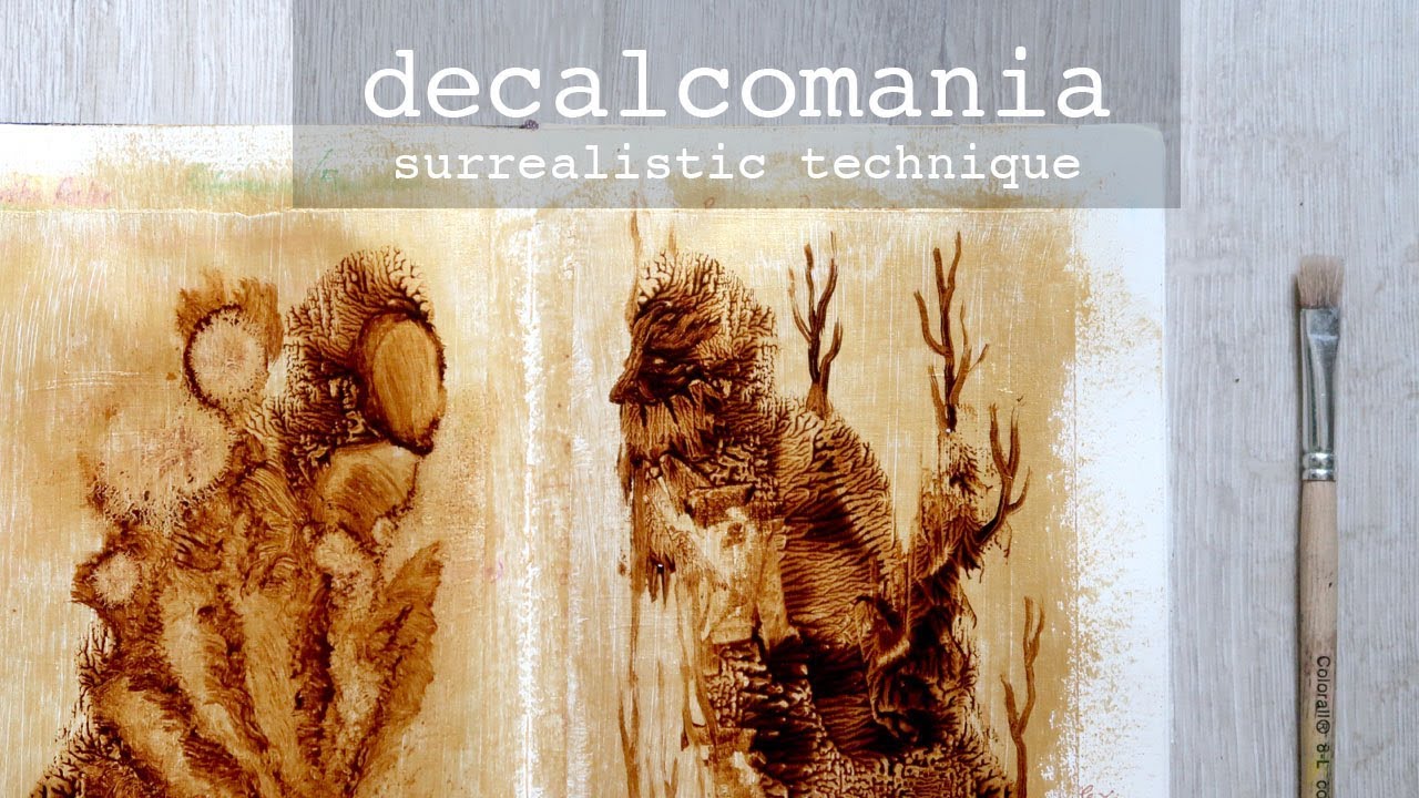 Decalcomania surrealistic technique - YouTube