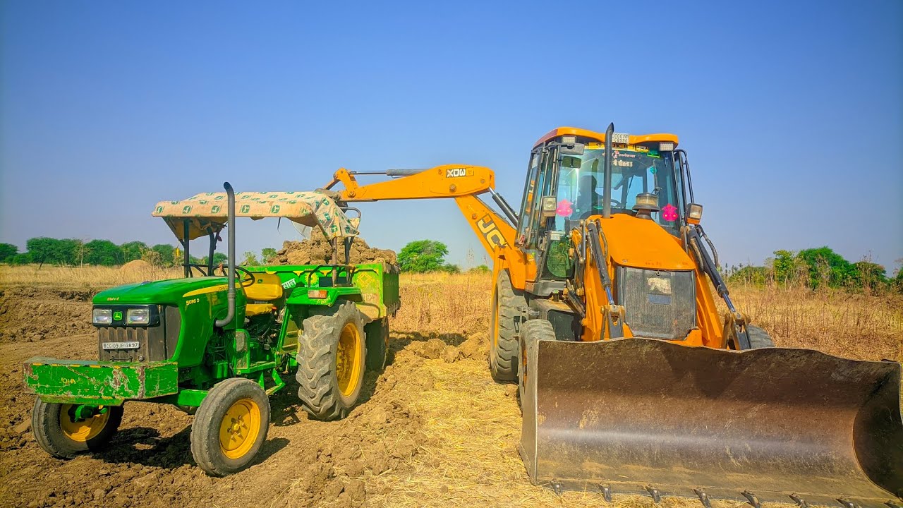 JCB Loader Mitti Loading Tractor Video Mahindra Aur Zohn Deere Tractor ...