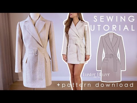 Blazer-Kleid mit gestepptem Gürtel, Nähanleitung + Schnittmuster-Download |Luster-Blazer-Kleid|