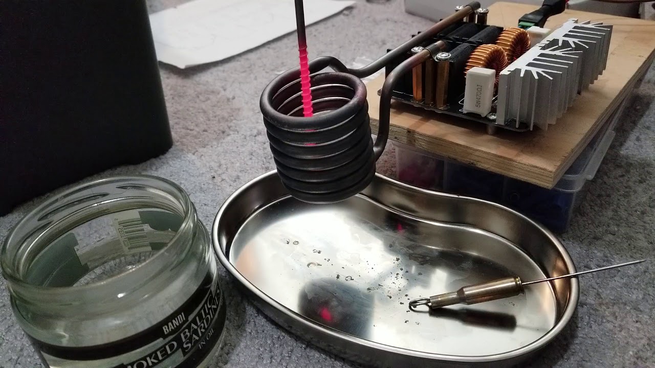 Playing with induction heater for brass annealer project - YouTube