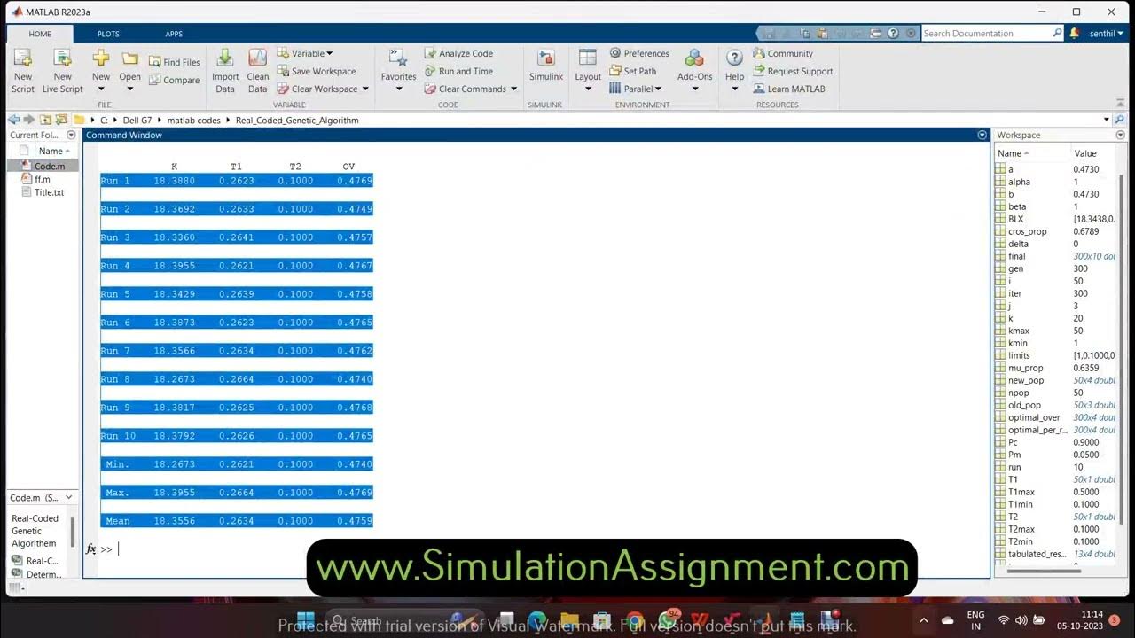 Real Coded Genetic Algorithm #MATLAB #ga - YouTube