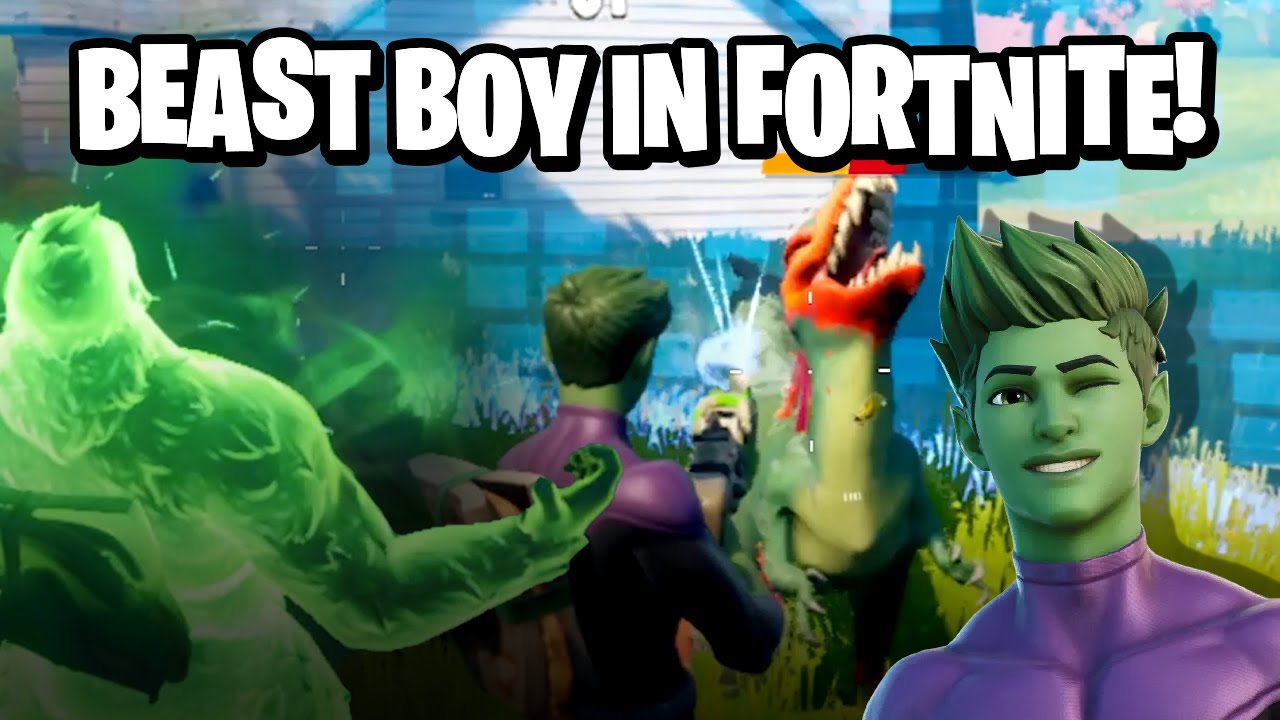 Playing Fortnite with the new Beast Boy skin - YouTube