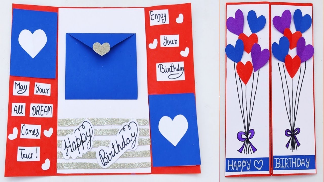 Happy Birthday Card Design Handmade // How to make greeting card for ...