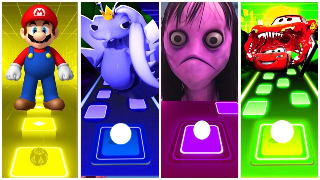 The Super Mario Bros vs MISS LUNA vs Momo vs McQueen Eater | Tiles Hop ...