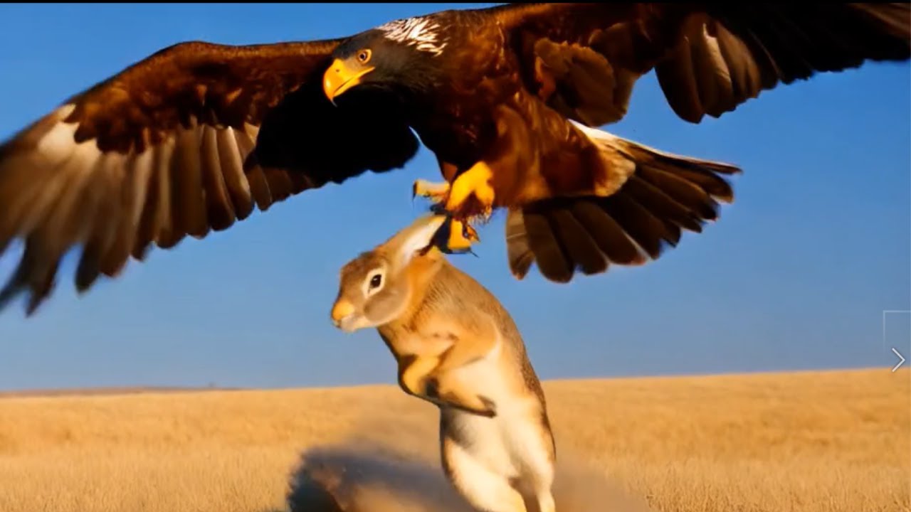 The eagle hunts the forest rabbit. #curious #eagle #rabbit #viralvideo ...