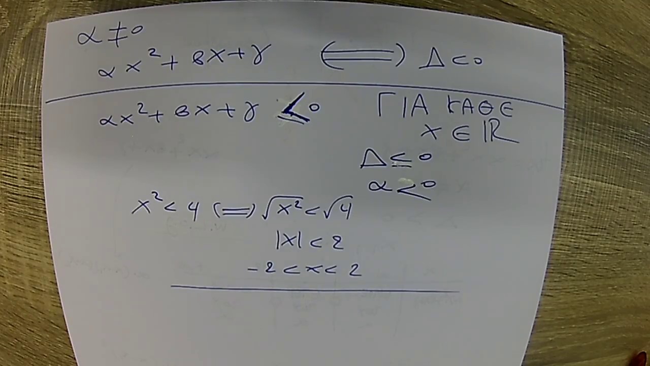 Α' Λυκείου Άλγεβρα | Πρόσημο τριωνύμου 11/2/2018 - YouTube