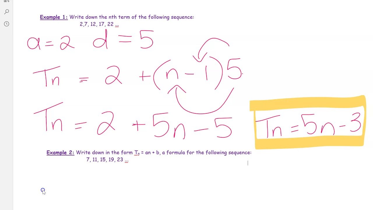 Nth term of Linear Sequence (Leaving Cert OL) - YouTube