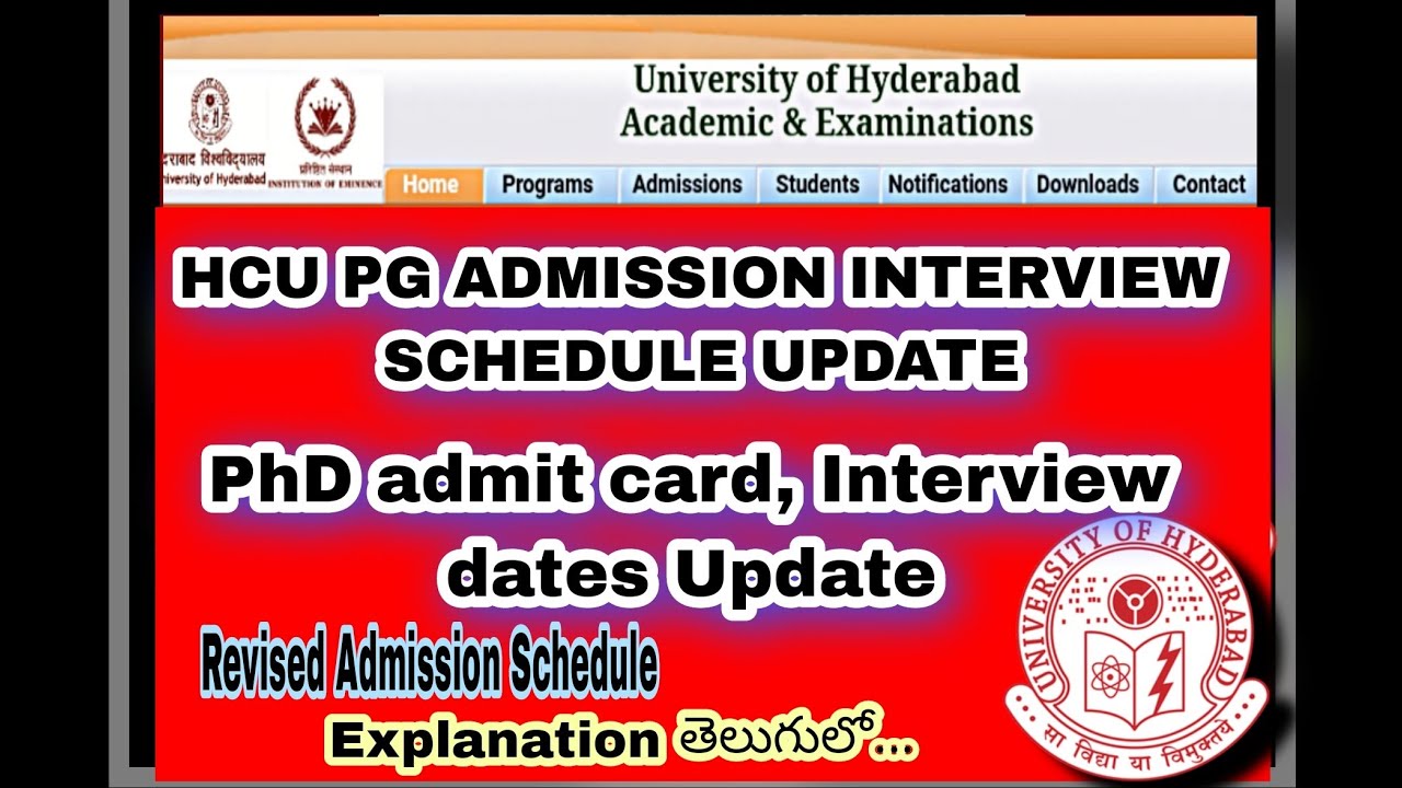 #hcu pg admission 2022 telugu|#hcu pg, phd interview dates 2022 |#hcu ...