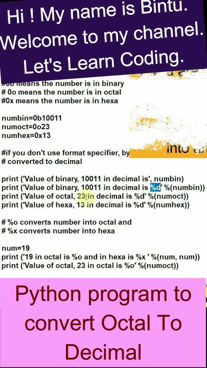 Python Program To Convert Octal To Decimal Shorts Bintuharwani 