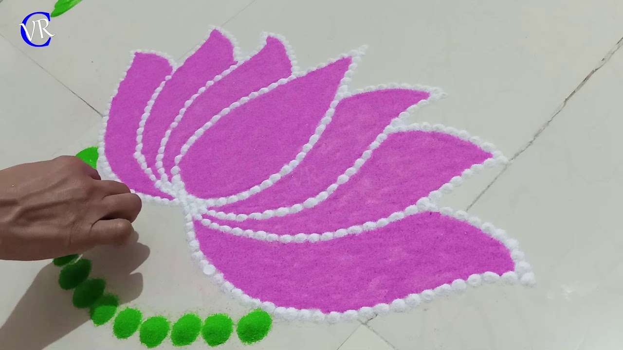 Lotus Rangoli || Kamal Phool Rangoli || Lotus Dot Rangoli || Latest ...