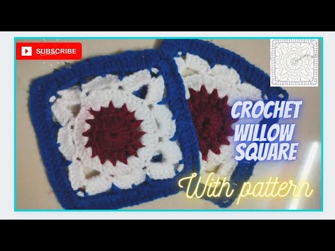 How to crochet willow Granny square with pattern diagram. - YouTube