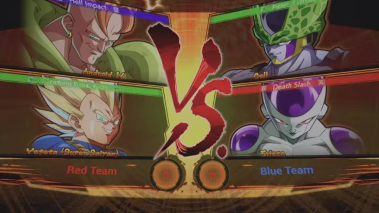 Dragon Ball Fighterz Android 16 & Vegeta Super Saiyan VS Cell & Frieza ...