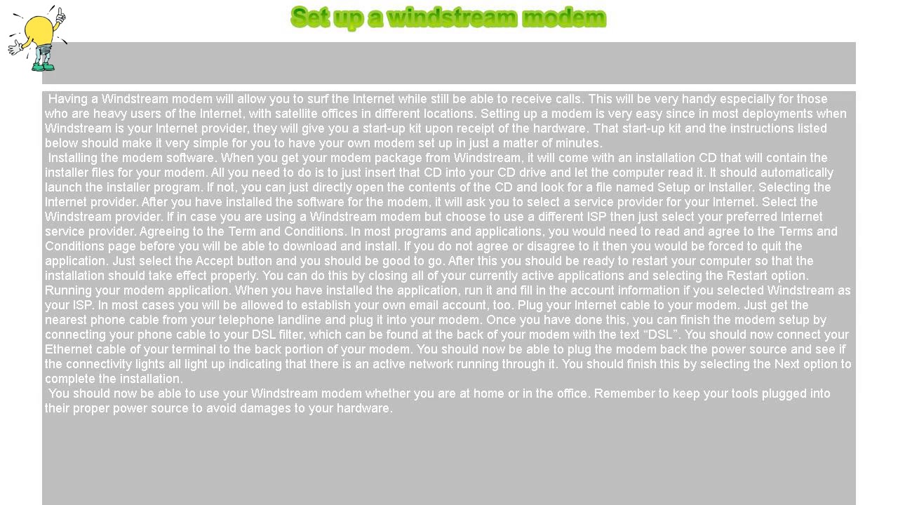 How to : Set up a windstream modem - YouTube