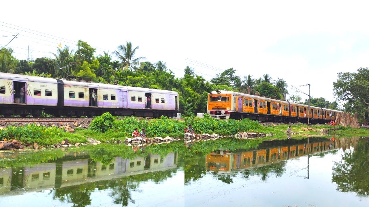 Two aggressive High speed superfast EMU Local running face to face to ...