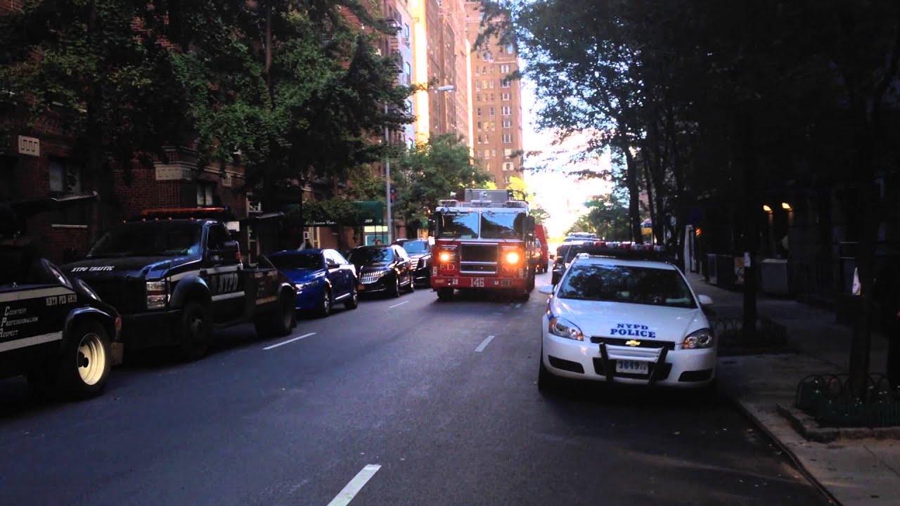 FDNY TOWER LADDER 146 & FDNY SSL-146 CRUISING BACK HOME AFTER UNITED ...