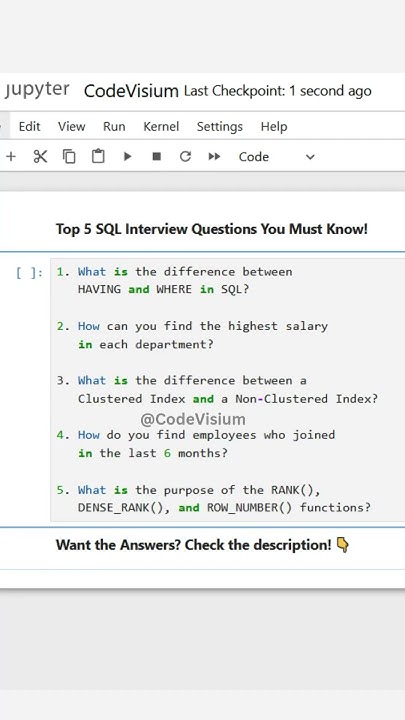 🚀 Top 5 SQL Interview Questions You Must Know! #SQL #InterviewTips #DataScience - YouTube
