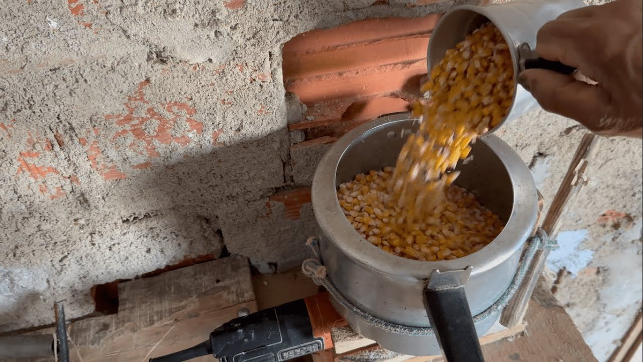Creative way to grind corn for mother hen and her chicks - Feeding ...