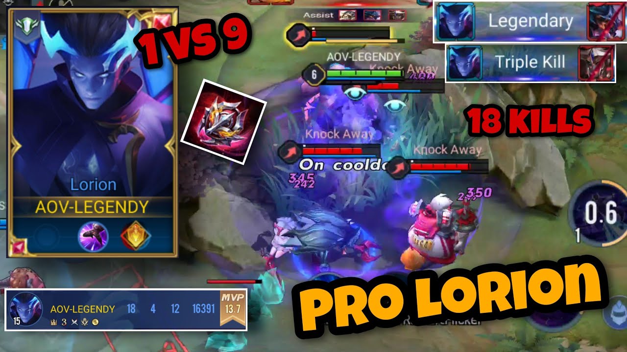 1vs9 Lorion Pro Gameplay | How To Play Lorion Easy Guide | AoV | 傳說對決 ...