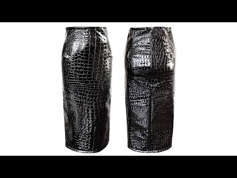 Black Croc Embossed Stretch Vinyl Skirt - Shop Links Below ⏬⏬⏬