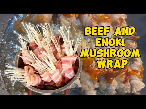 Korean Food Samgyupsal lets make Beef Wrap with Enoki Mushrooms - YouTube