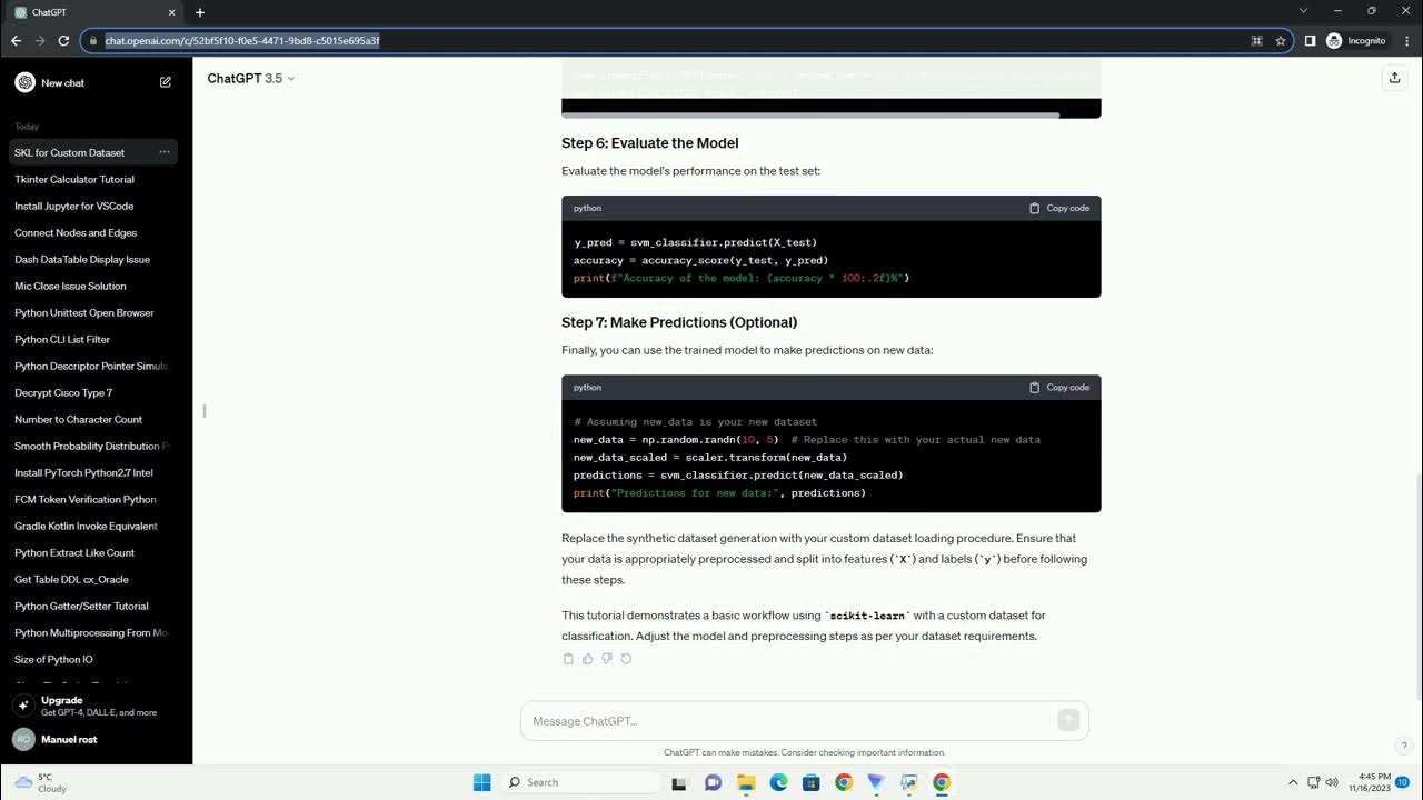 use python s sklearn module with custom dataset - YouTube