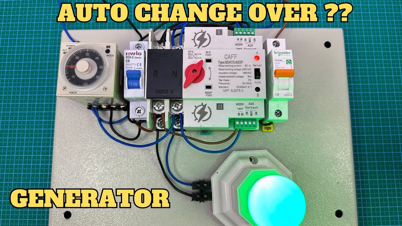 AUTOMATIC CHANGE OVER SWITCH FOR GENERATOR WITH DELAY TIMER - YouTube