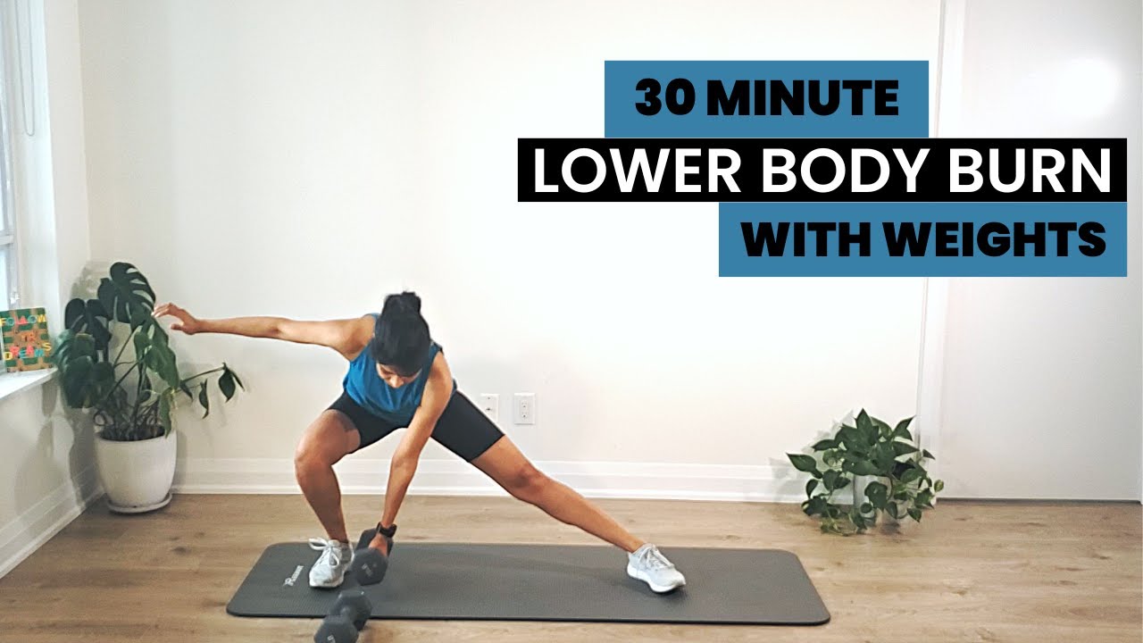 30 MINUTES INTENSE LOWER BODY TONE - with weights, no repeats - YouTube