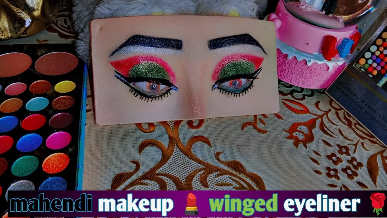 very simple and easy mahendi makeup 💄 look 🌹 winged eyeliner tutorial 💄 ...